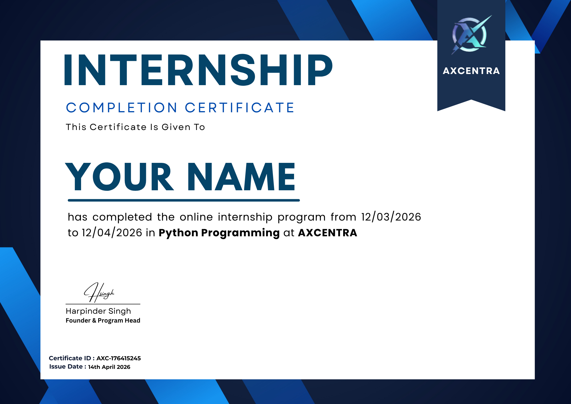 Axcentra — Internship & Skill Development Initiative